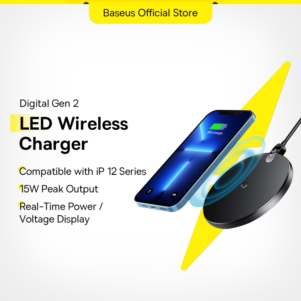 Baseus Digital LED Display Gen 2 Wireless Charger （15W） | Shopee Malaysia