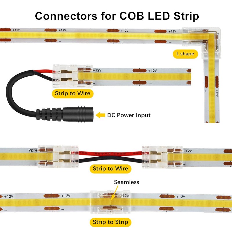 Multi Kinds of 2pin COB Connector 8mm LED Strip Terminal Extension Wire ...