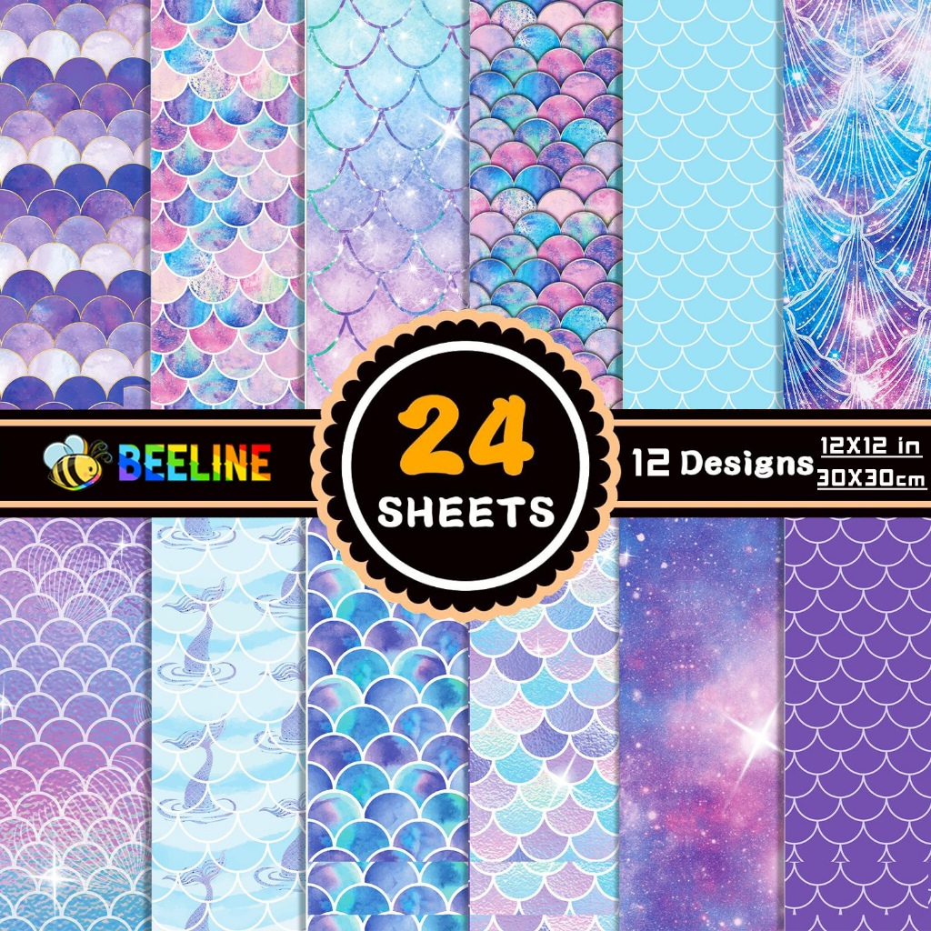 【Fast Delivery】24pcs Mermaid Wrapping Paper 30cm Pattern paper Origami ...