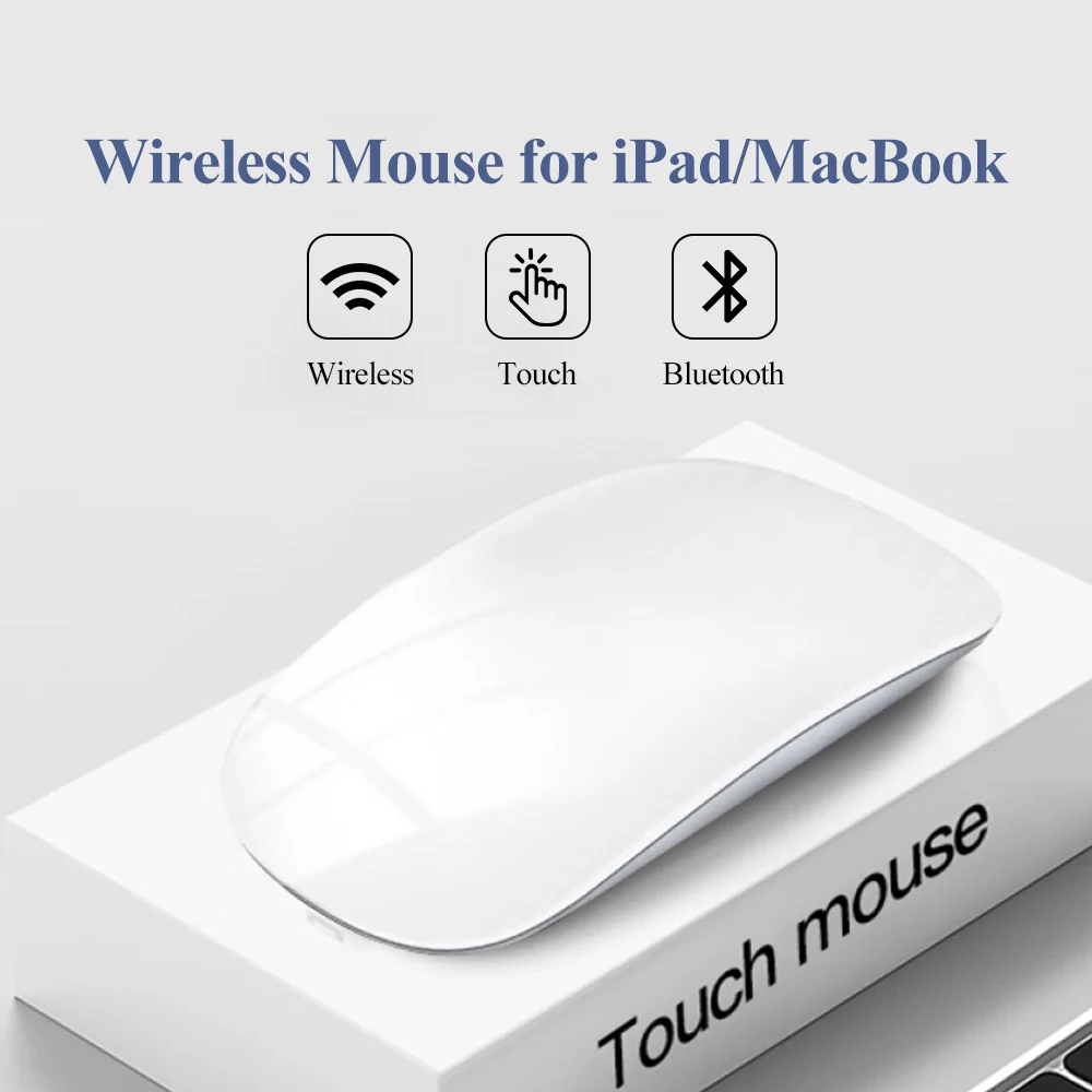 Bluetooth 5.0 Wireless Rechargeable Mouse Silent Multi Touch Mice Ultra ...