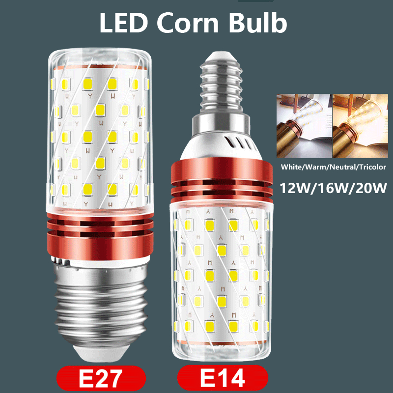 LED Corn Light Remote Control Dimmable Bulb Size Screw E27/E14 Bulb ...