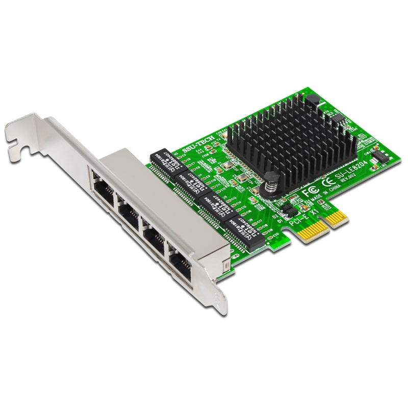 Network Card 10/100/1000M PCI-E PCI Express 4 Port Gigabit Ethernet to ...