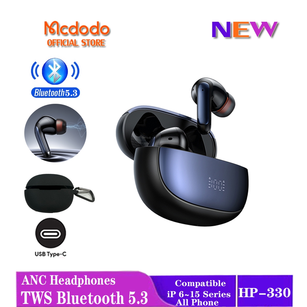 Mcdodo ANC+ENC TWS Wireless Bluetooth V5.3 Earbuds with Digital Display ...