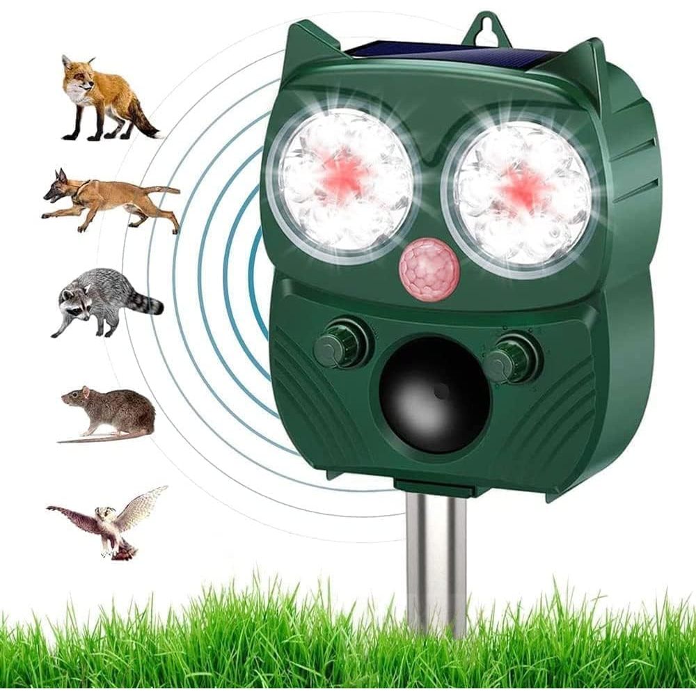 Owl Shaped Motion Sensor Solar Pest Reject Pest Repeller Dog Cat Mouse ...