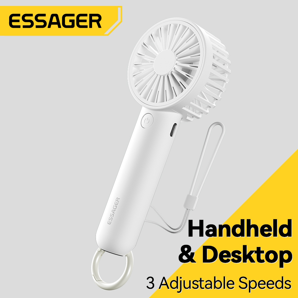 Essager handheld fan with 3 levels of adjustment and long battery life ...