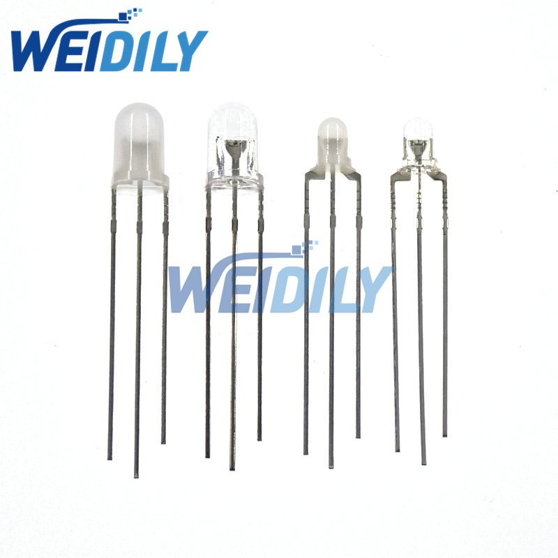 100PCS LED 3mm 5mm Round Diffused Matte Water Clear Red & Blue/Green ...