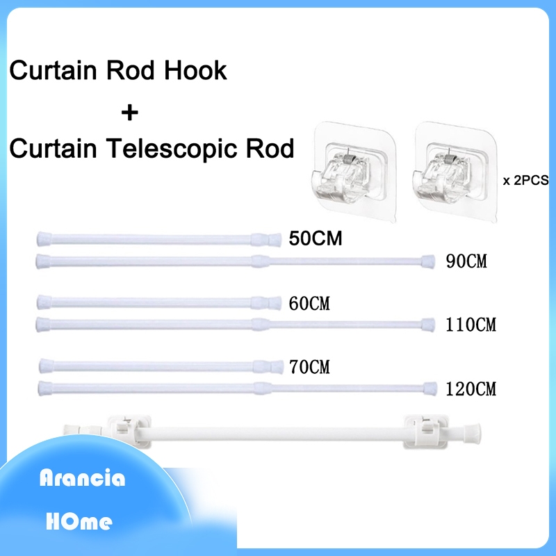 *READY STOCK AT MALAYSIA*Hanging Rod Set Hanging Clips Adhesive Wall ...