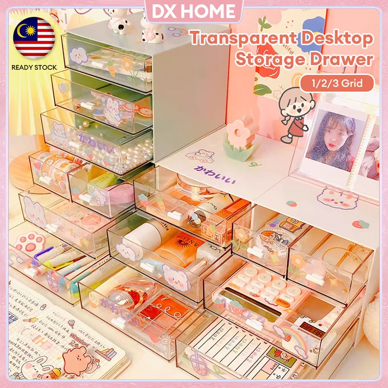 Ins Desktop Storage Drawer Desk Storage Box Desk Organizer 1/2/3 Grid ...