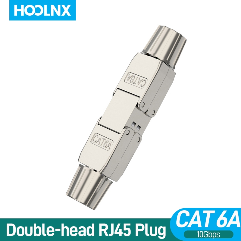 Hoolnx Double Head Rj45 Connector Cat7 Cat6a Toolless Network Cable Extender Stp Ethernet End