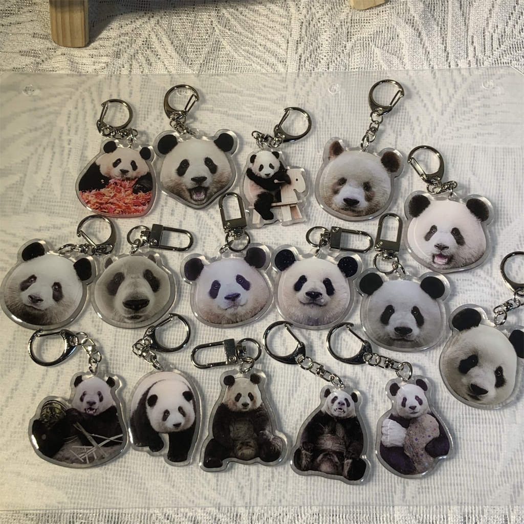 Cartoon Panda Acrylic Key Chain Pendant FuBao Key Ring Keychains for ...