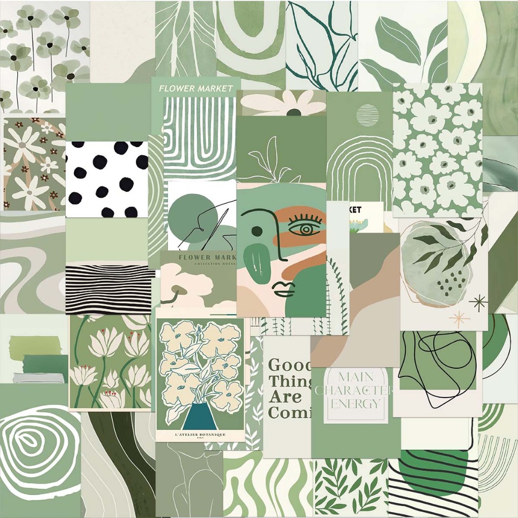 50 pcs Sage Green Stickers Graffiti Cartoon Skateboard Waterproof ...