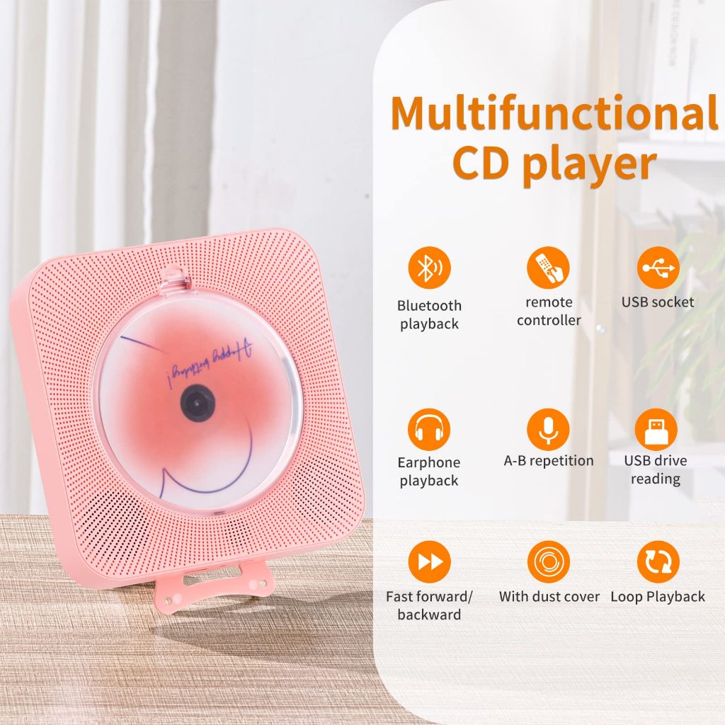 Yintiny Rechargeable Cute CD Player and Blue Light 5.0, Portable Music ...