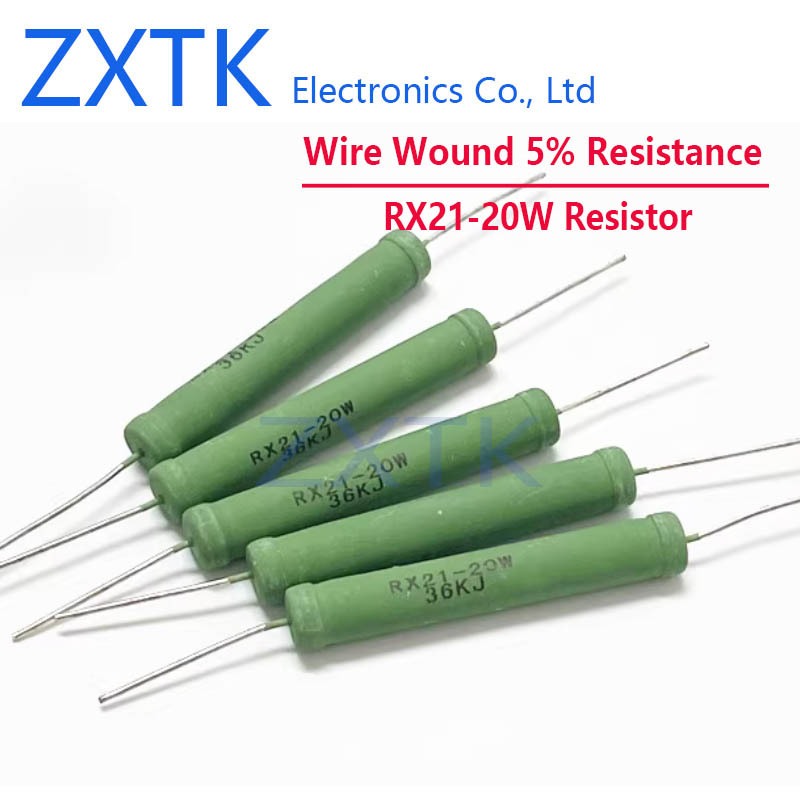 5PCS 0.1-820 ohm RX21 20W Wire Wound Resistance 5% 1-50K 2R 15R 30R 82R ...