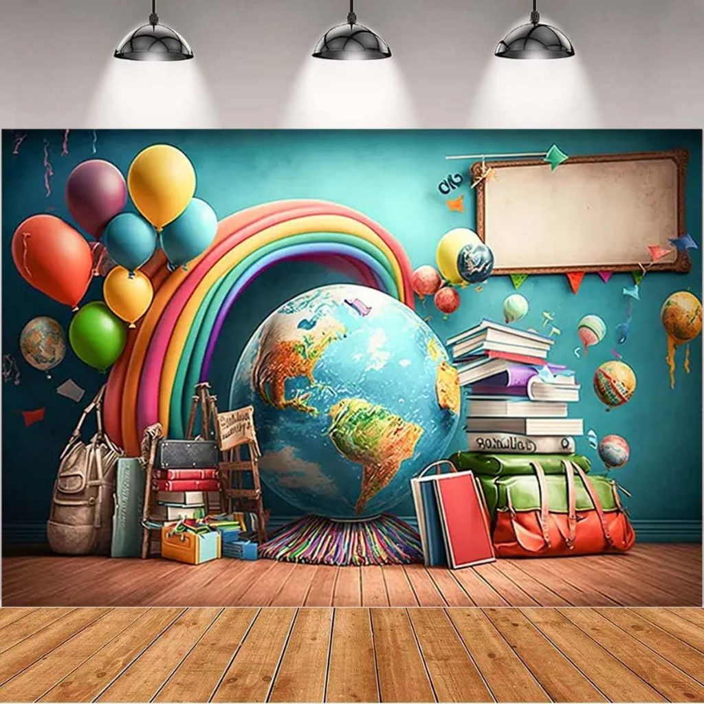 3D Back to School Birthday Party Backdrops Decorations Cake Table ...