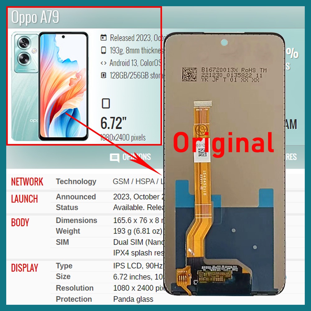 Original OPPO A78 4G 5G A79 5G LCD Display Touch Screen Replacement ...