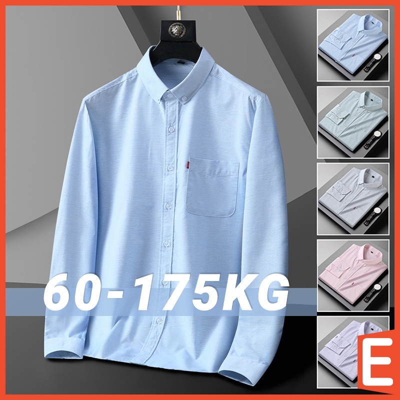 [XL-10XL] Plus Size Shirt Men Korean Loose Casual Collar Long Sleeve ...