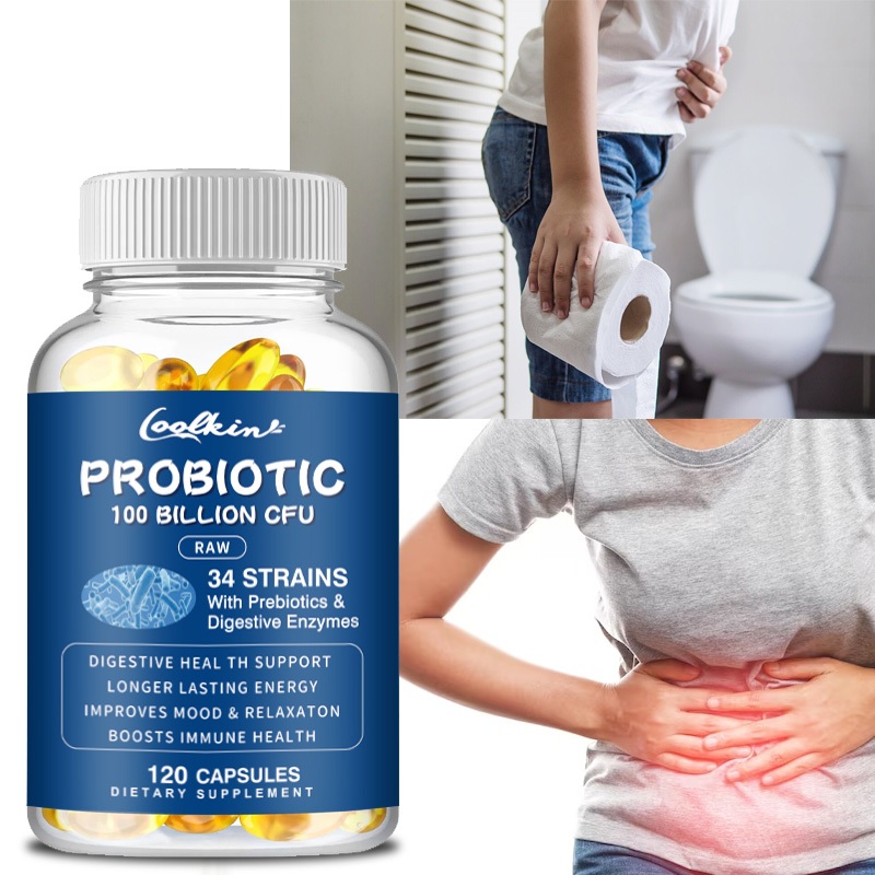 Coolkin PROBIOTIC 100 Billion CFU, 34 Strains, 120 Vegetarian Capsules ...