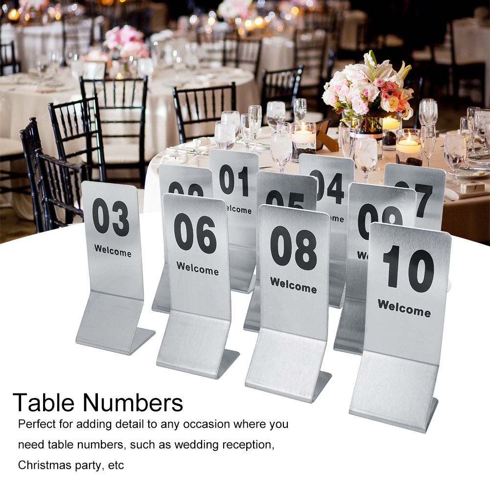 NO1-100 Stainless Steel Table Number Plate Card Double-Sided Restaurant ...