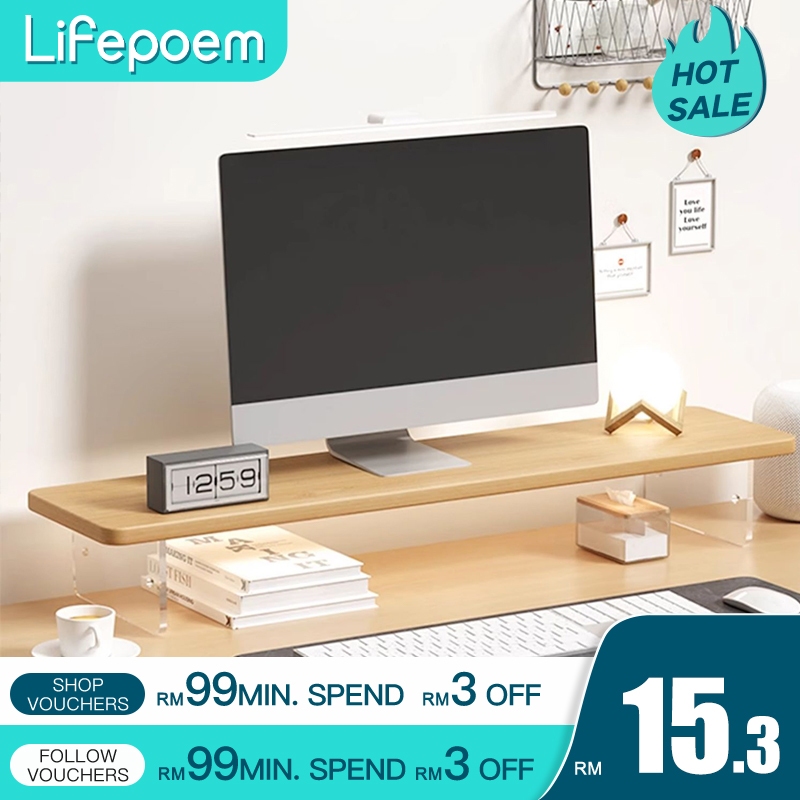 Monitor Stand Acrylic Shelf Table Rack Double Layers Office Rack ...