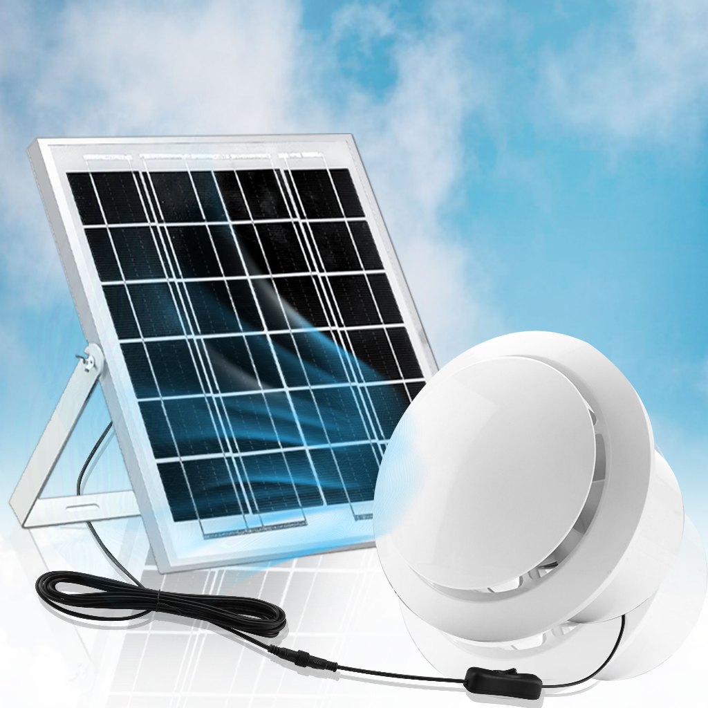 6/8w High-Efficiency Solar Panel+4/6 Inch Round Exhaust Fan, Two-Way ...
