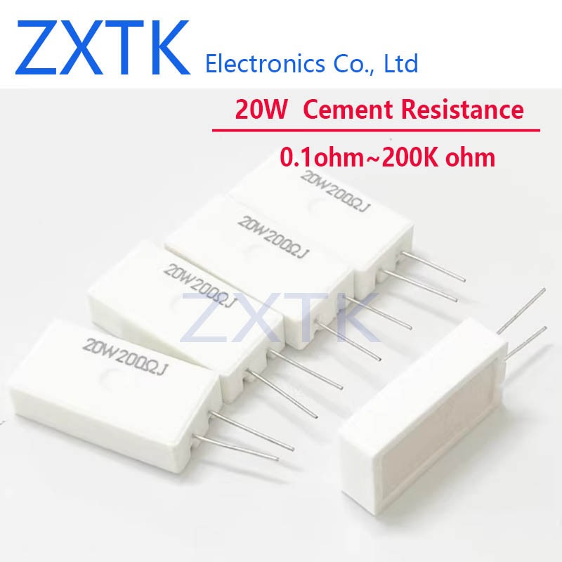 2PCS 20W Cement resistance 0.1R ~ 200K ohm 0.22R 0.33R 10R 20R 30R 100R 120R 300R 750R 820R 3.9K ...
