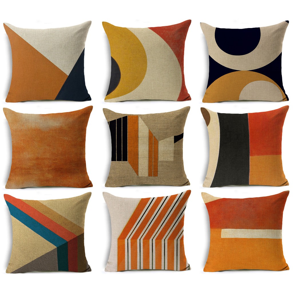 Linen Orange geometric pillowcases.70×70.60×60.50×50.45×45.40×40 ...