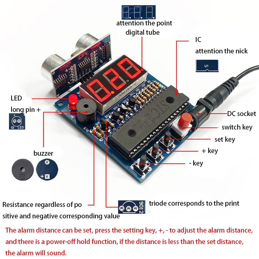 diy electronic Ultrasonic Rangefinder Kit alarm HC-SR04 Reversing radar ...