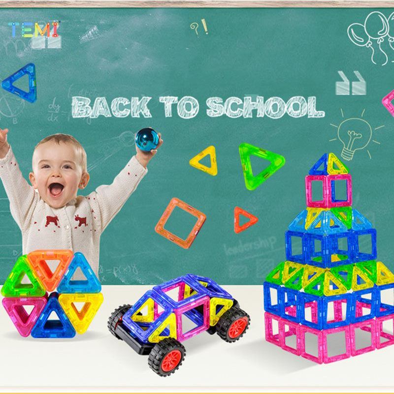 TEMI 38 PCS Magnet Building Tiles Clear Magnetic bricks 3D Building ...