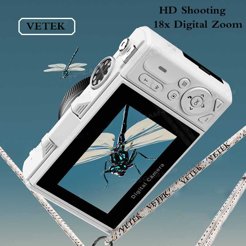 VETEK 8 Digital Camera 64MP 4K Vlogging Camera 3.0 Flip Screen 18X ...