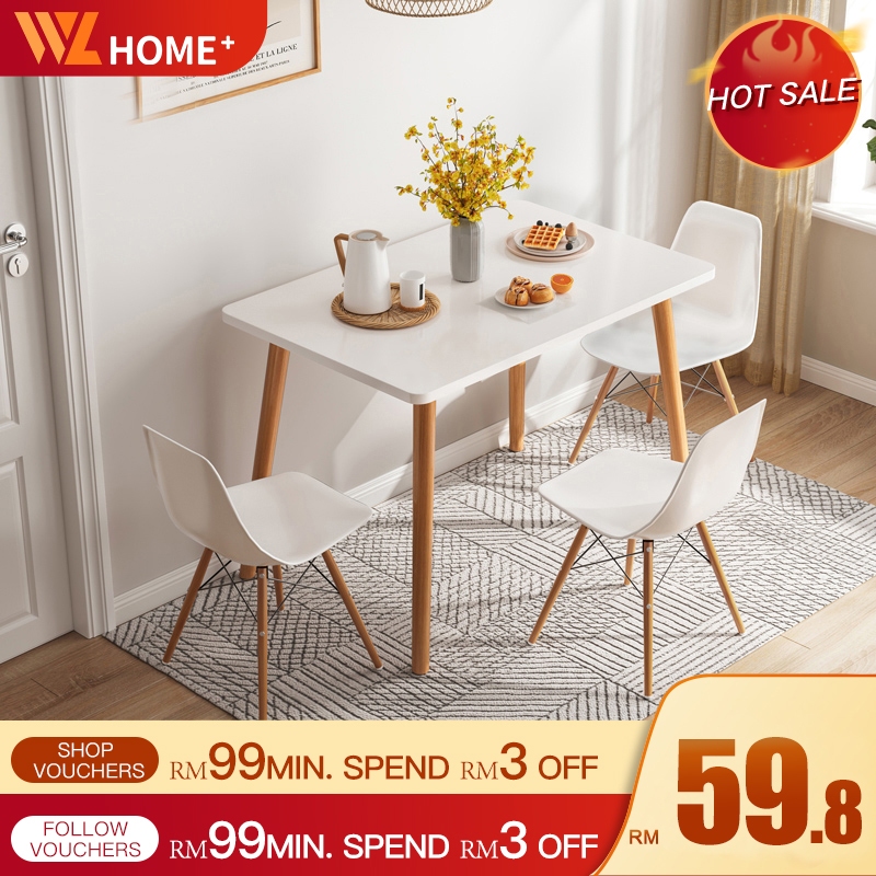Dining Table With Chair Set Meja Makan Nordic Table 4 Chairs Coffee Table Home Living Furniture ...
