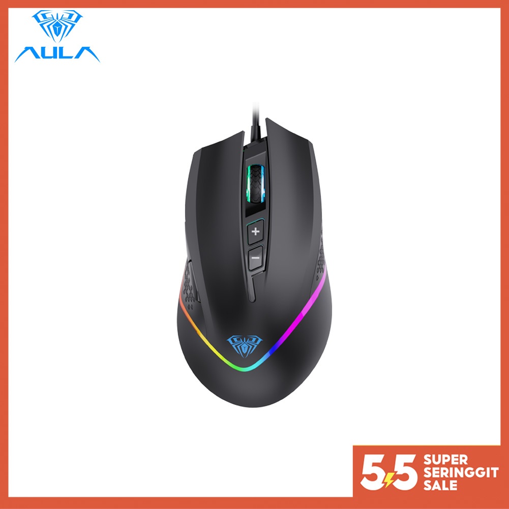 AULA F805 Wired Gaming Mouse Marco Programmable RGB 6 Gear DPI ...
