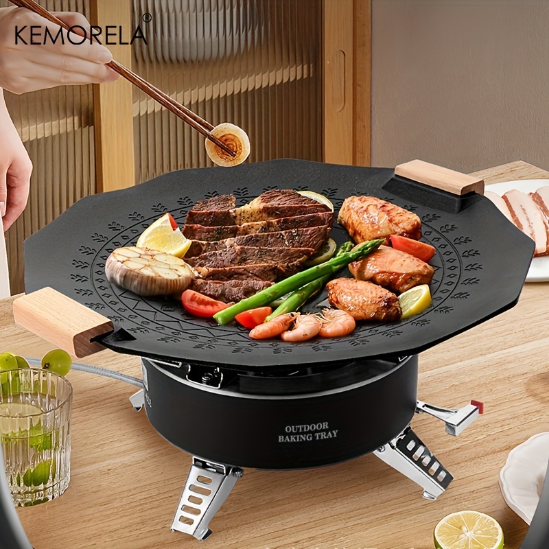 KEMORELA Non-Stick Barbecue Plate，Outdoor Grill Pan Korean Barbecue ...