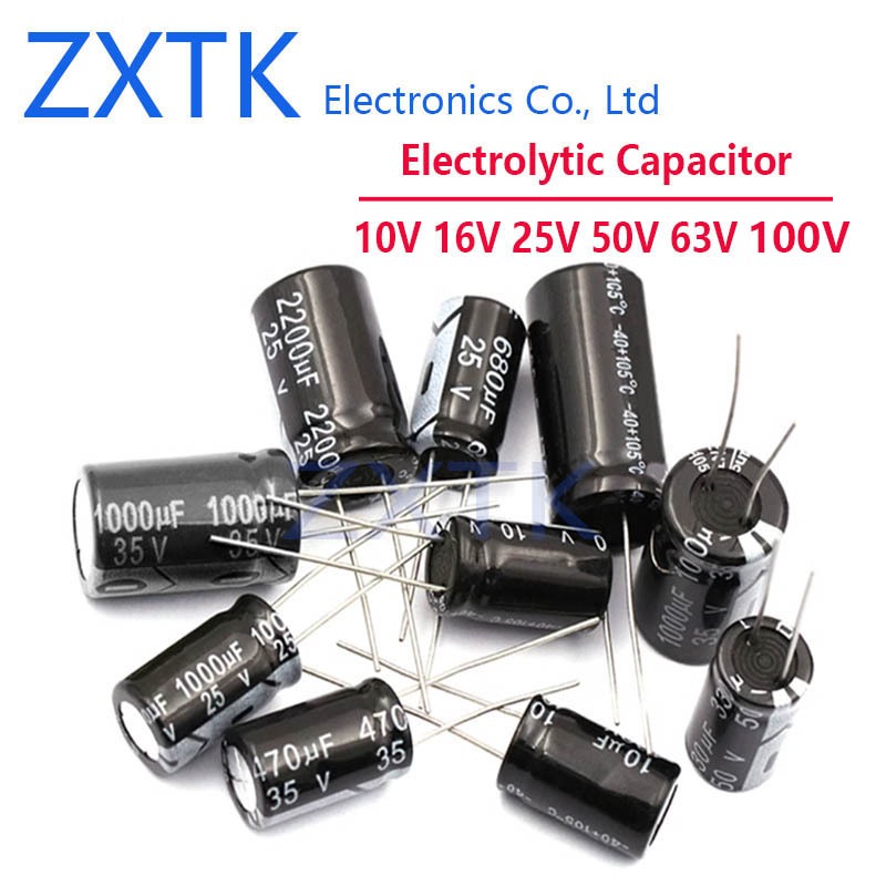 50PCS Electrolytic Capacitor 10V 16V 25V 50V 63V 100V 10UF 22UF 47UF ...