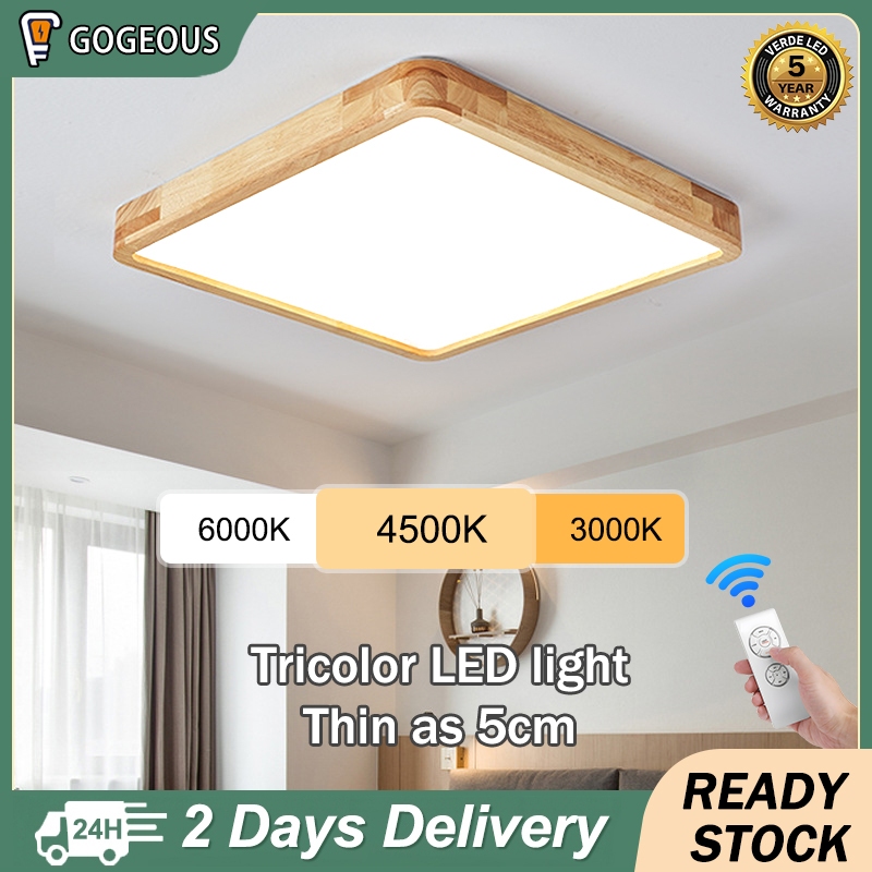 LED Ceiling Light Modern Acrylic Ultra Thin Tricolor Wooden Frame ...