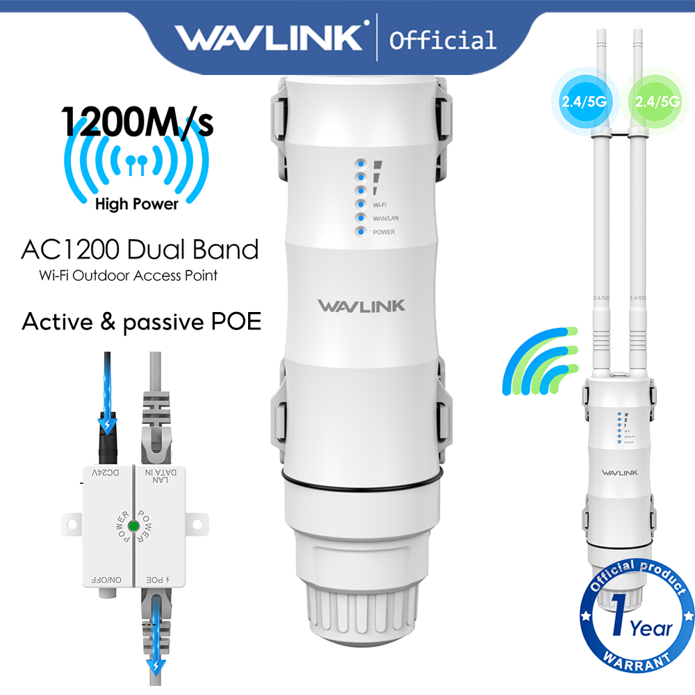 WAVLINK AC1200 Dual Band Outdoor Access Point Outdoor Long Range WiFi ...