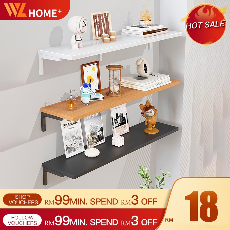 Wall Mounted Shelf with Bracket Wall Rack Storage Rack Hanging Rack Rak ...
