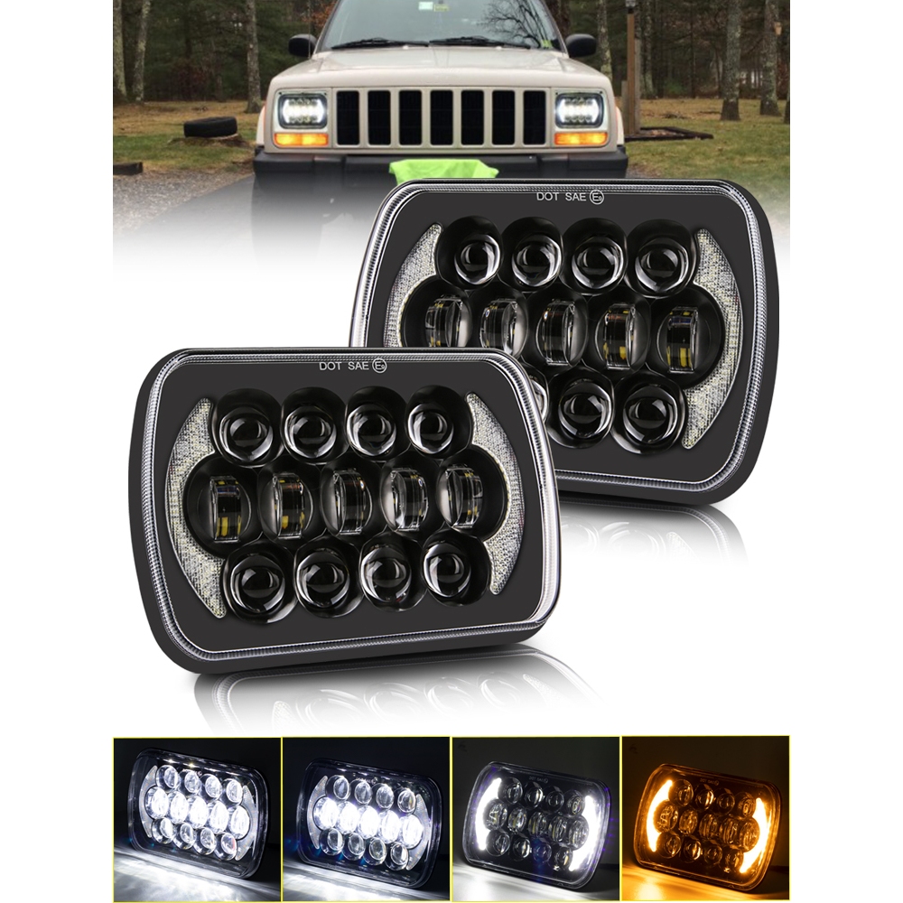 5"x7" LED Headlights Sealed Beam H6054 7"x6" LED Headlights Amber/White ...