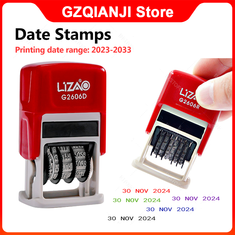 Date Stamp In English for Planner Bussiness Adjustable Rubber Stamp Ink ...