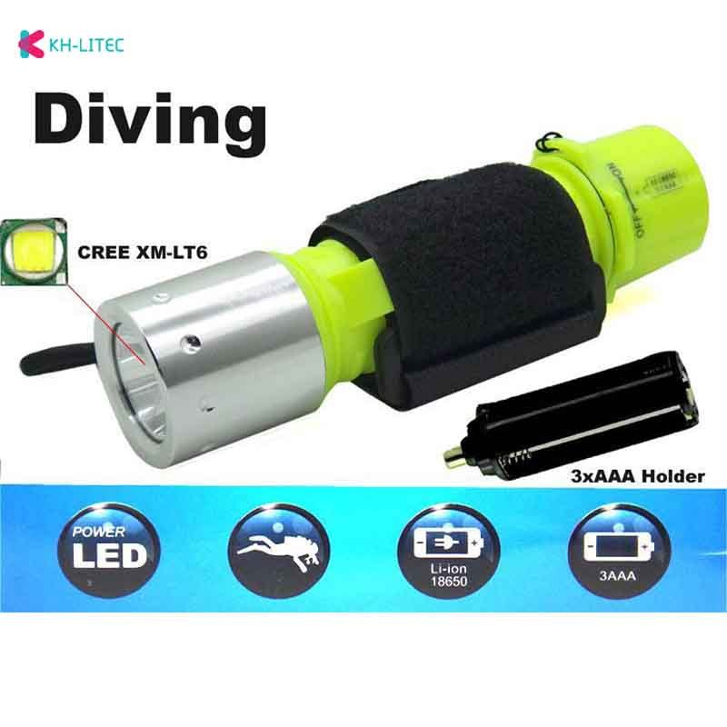 Diving Flashlight T6 LED Lantern Lamp Rechargeable dive Torch light ...