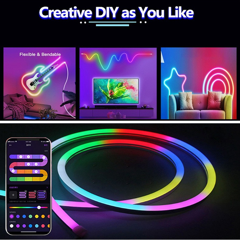 DIY Neon RGB Led Rope Lights Led Strip Lights with Music Sync, Led ...