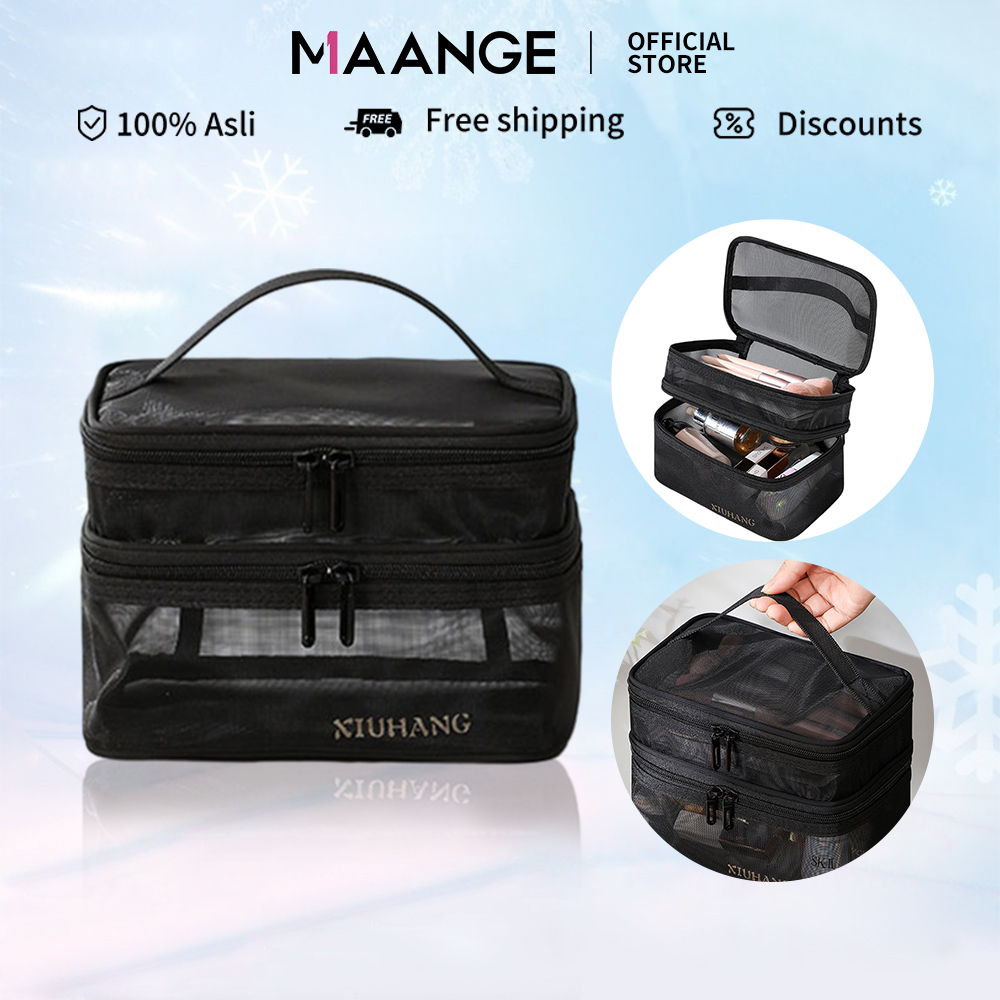 MAANGE Black Large-capacity Storage For Beauty Tools Double-Layer Mesh ...