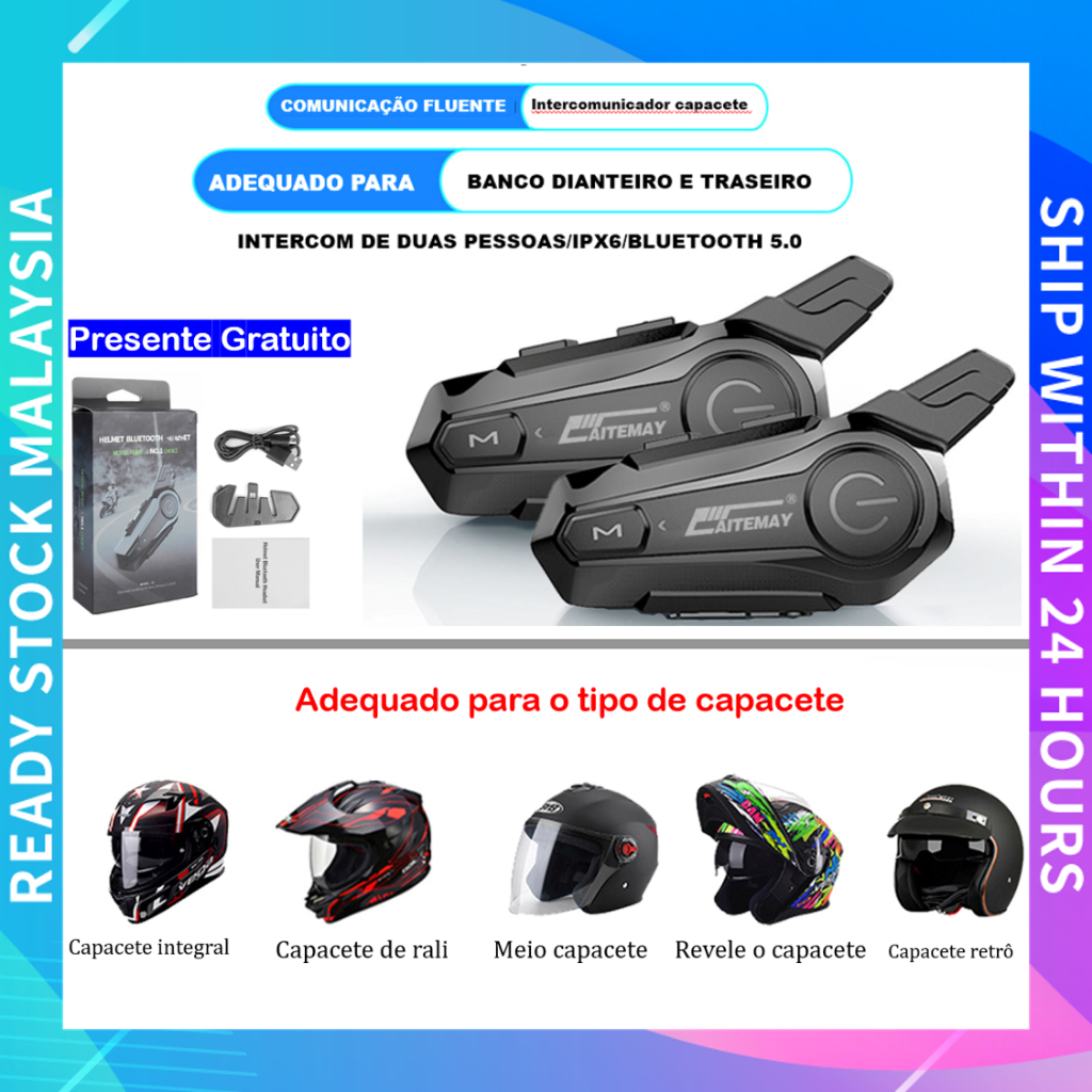 Local Shipment Bluetooth 5.0 Helmet Intercom Helmet Headset Motorcycle ...