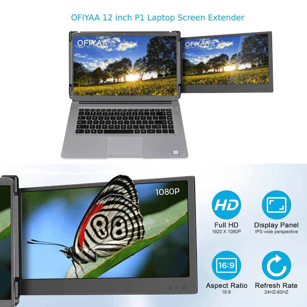 OFIYAA 12 inch P1 Laptop Screen Extender Full HD 1080P | Shopee Malaysia