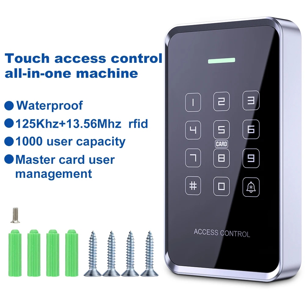 RFID NFC Access Control Keypad 1000Users 125Khz 13.56Mhz Waterproof Backlight Touch Screen Dual ...