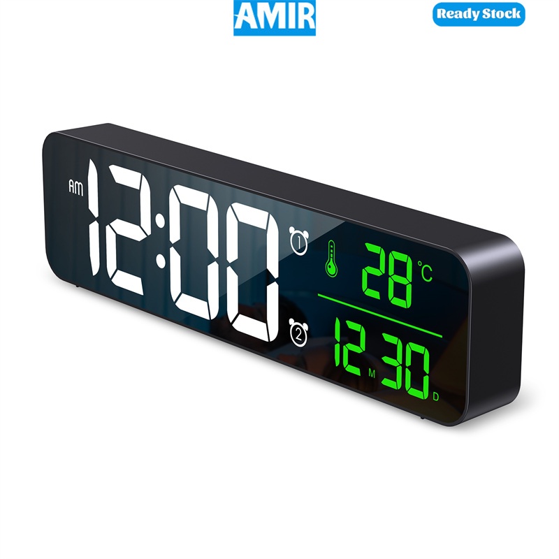 AMIR Digital Alarm Clock Bedside With 12/24H Format Temperature & Date ...