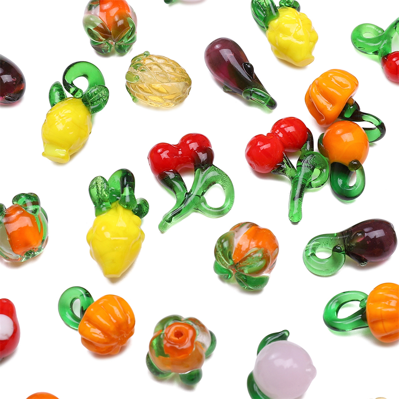 Fruit Vegetable Series Beads DIY Glass Beads Charms Pendant For DIY ...