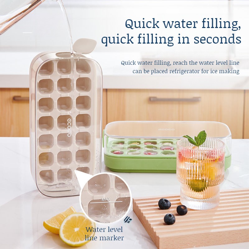 21 Holes Ice Cube Tray Silicone Ice Mould Water Botter Box | Shopee ...
