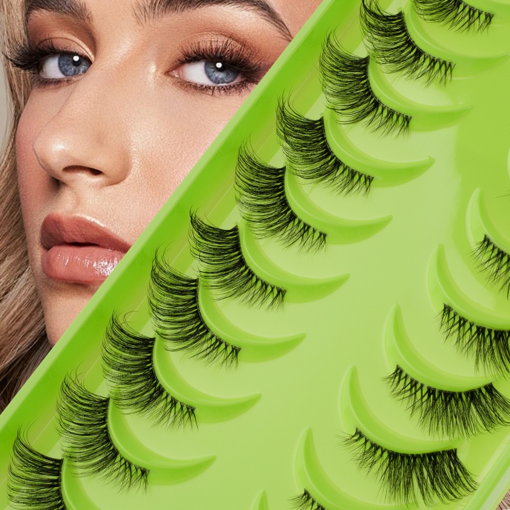 YSDO Fox Eye Lashes 10 Pairs Clear Band Natural Long Wispy False ...