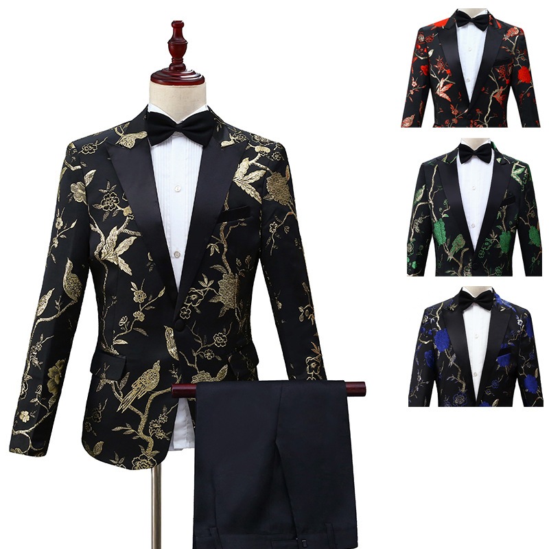 New printed suit men suit men's embroidered suit master's chorus suit ...