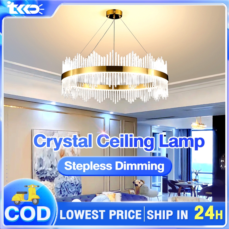 LED Modern Celing lamp Crystal Chandelier Round AC 240V Lampu Hiasan ...